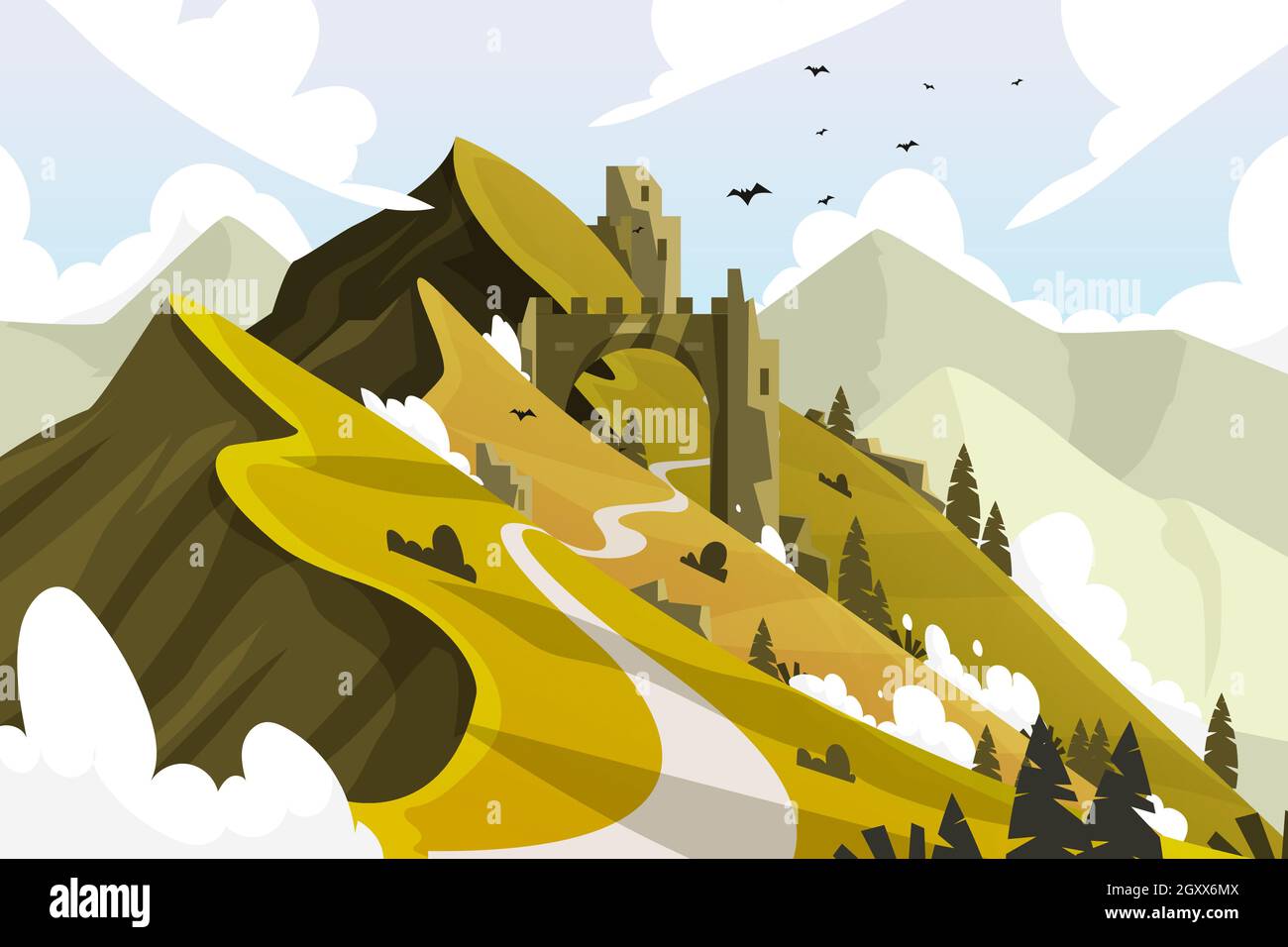 Gradient of beautiful landscape Vector illustration Stock Vector Image ...