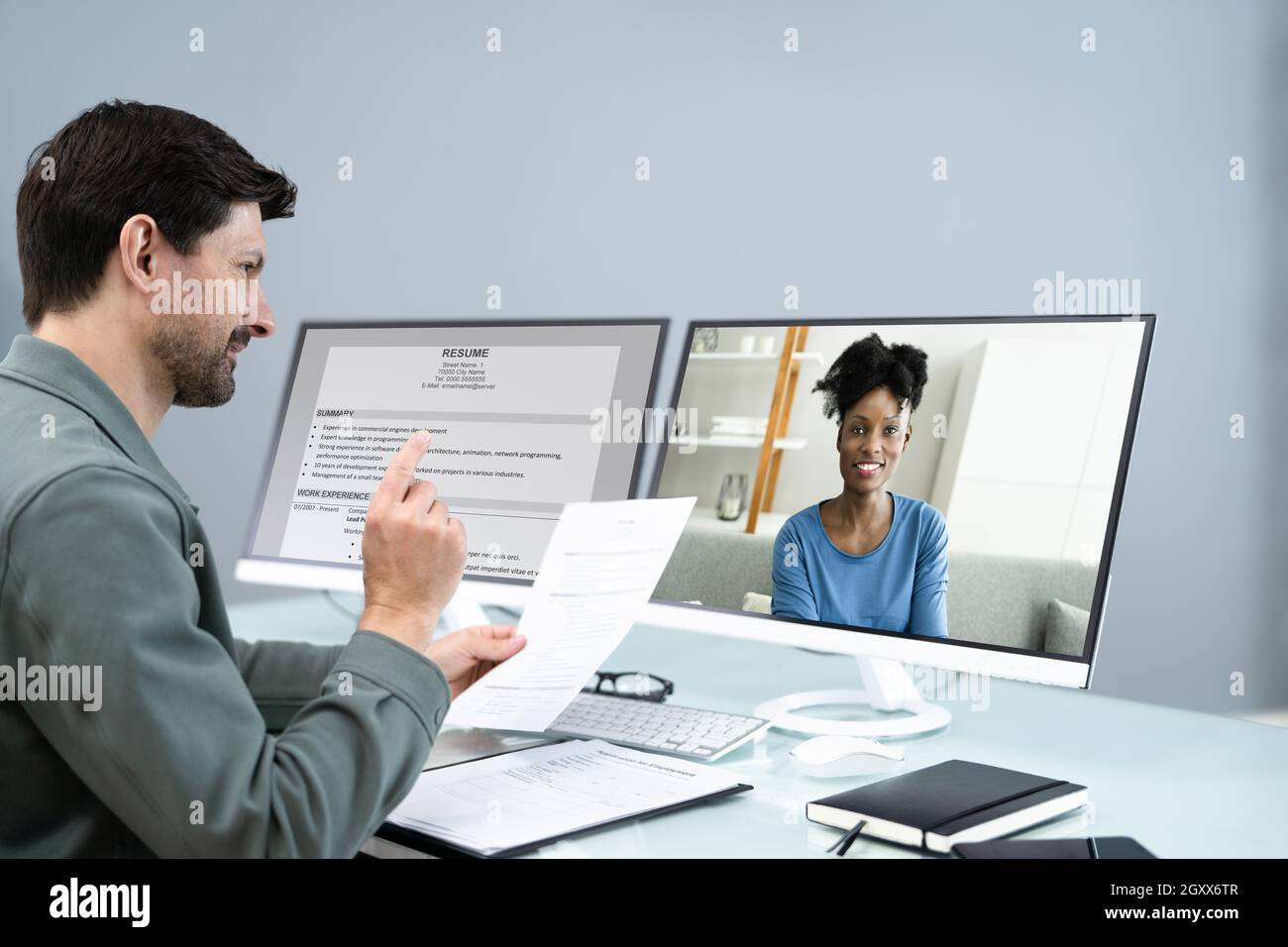 Virtual Job Interview Webcast Using Online Video Conference Stock Photo ...