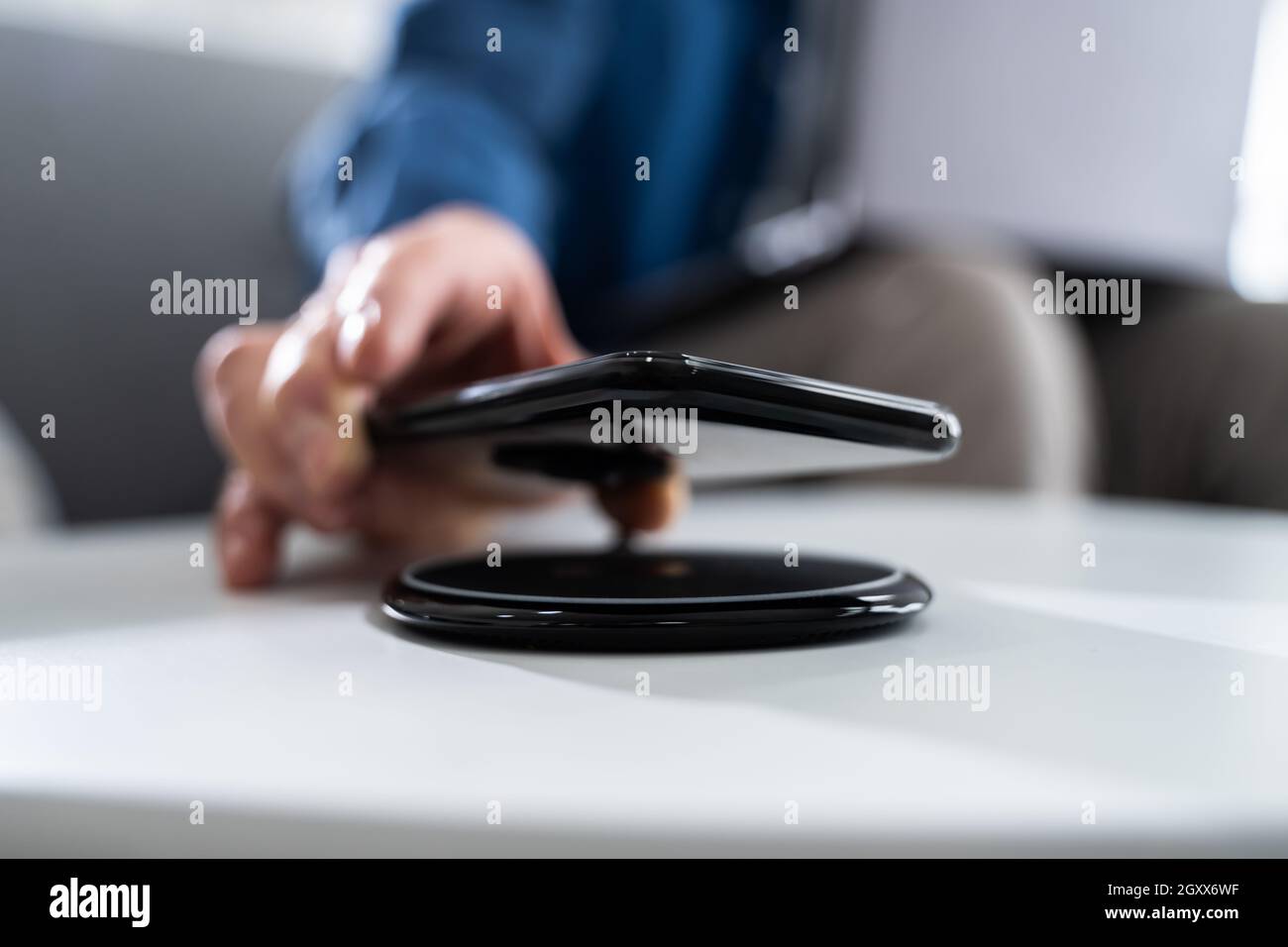 Wireless Inductive Phone Charger. Smartphone Battery Charge Stock Photo ...