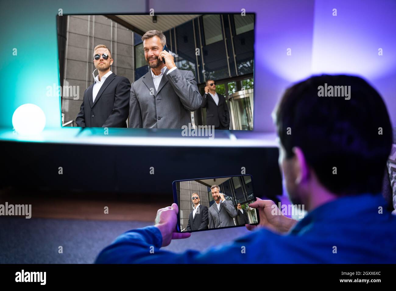 Streaming TV Movie. Watching Video On Television Screen Stock Photo - Alamy