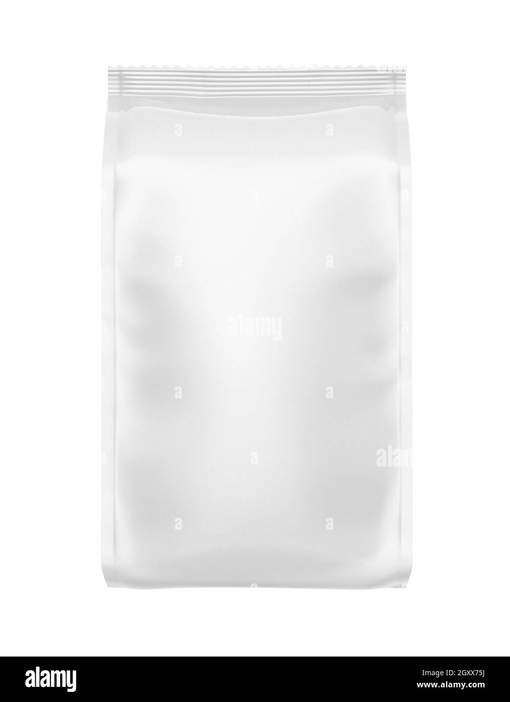 White blank foil food bag isolated on white background, unbranded ...