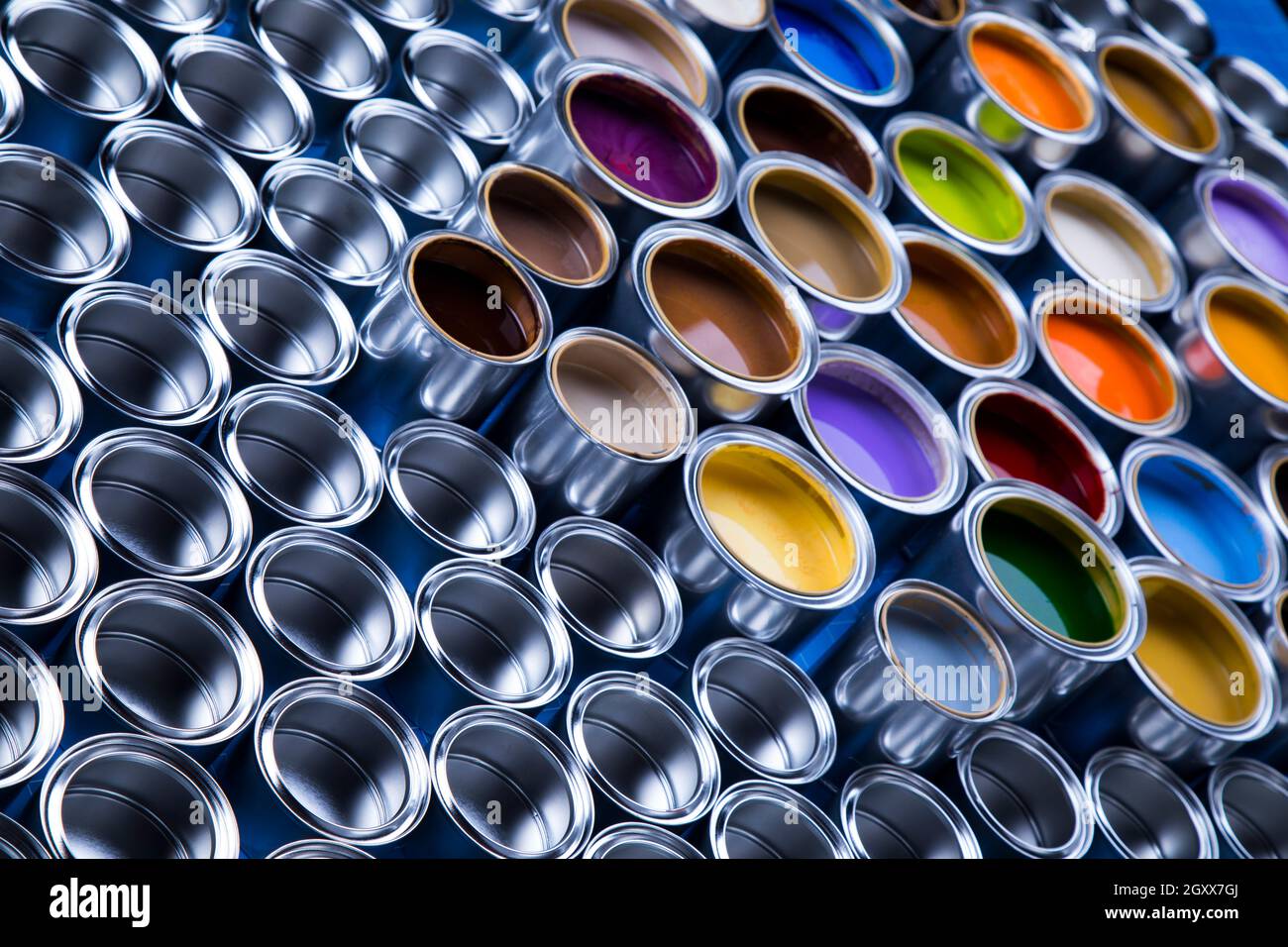 Background from multi color cans of paint Stock Photo - Alamy