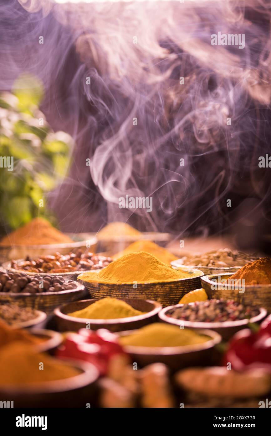 Spices, Cooking ingredient, smoke Stock Photo - Alamy