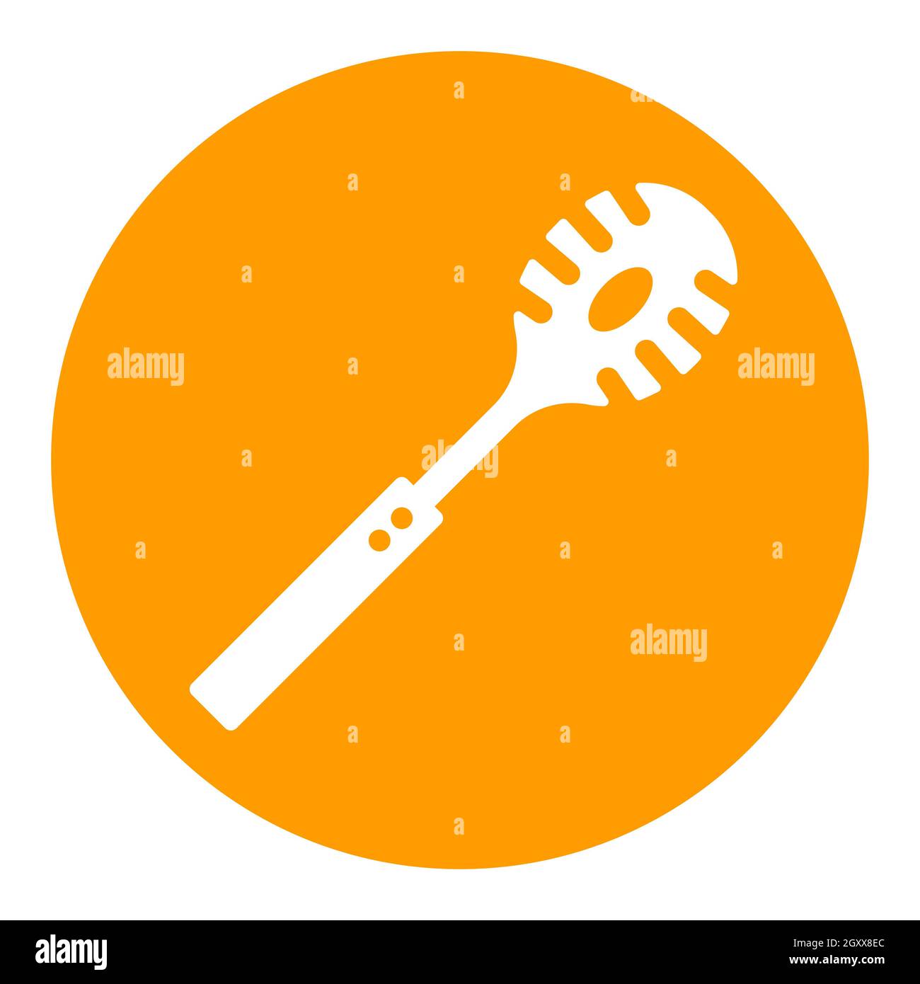 Kitchenware spaghetti spoon vector white glyph icon. Kitchen appliances ...