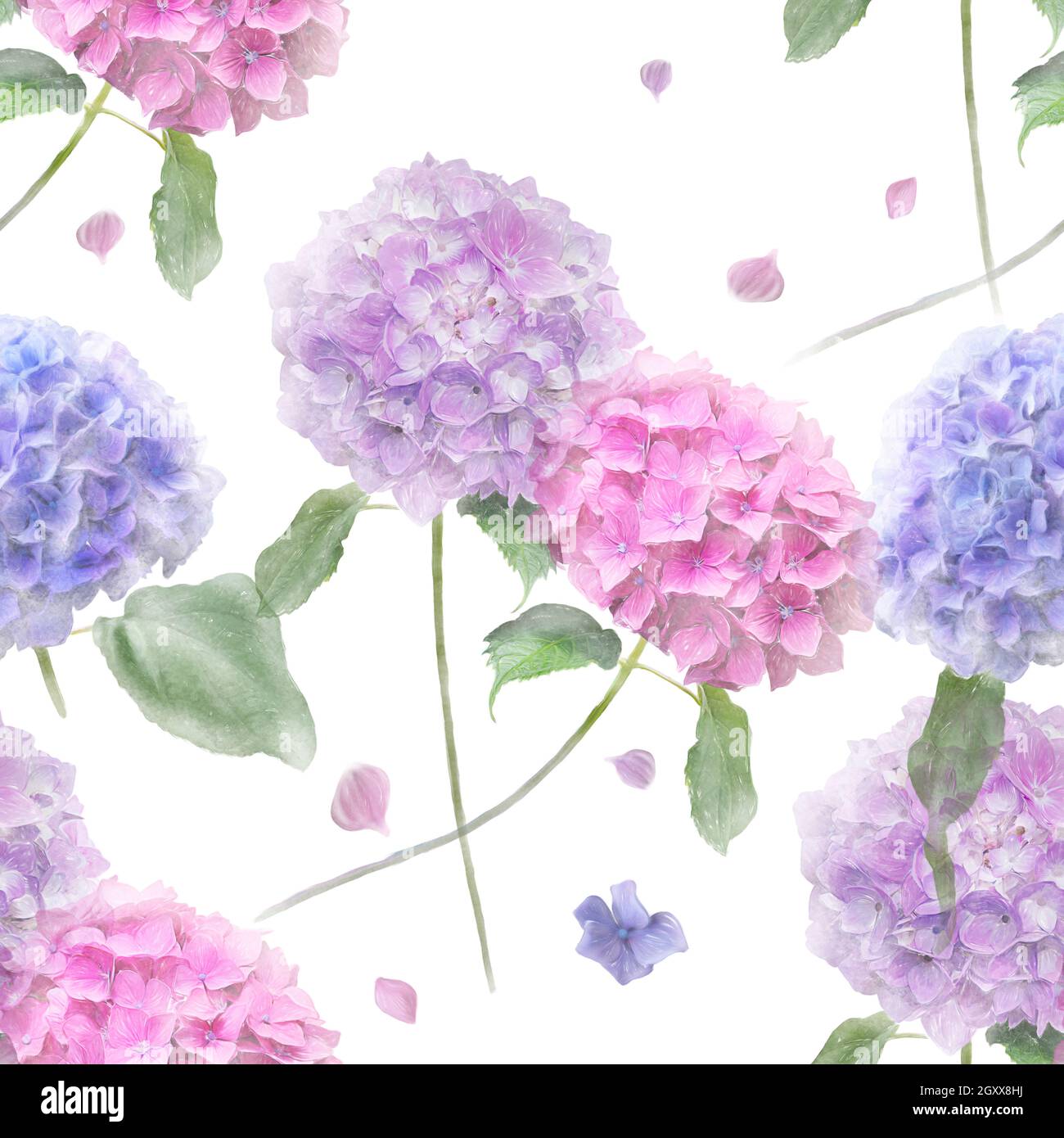 Seamless floral design with hydrangea flowers for background, Endless ...