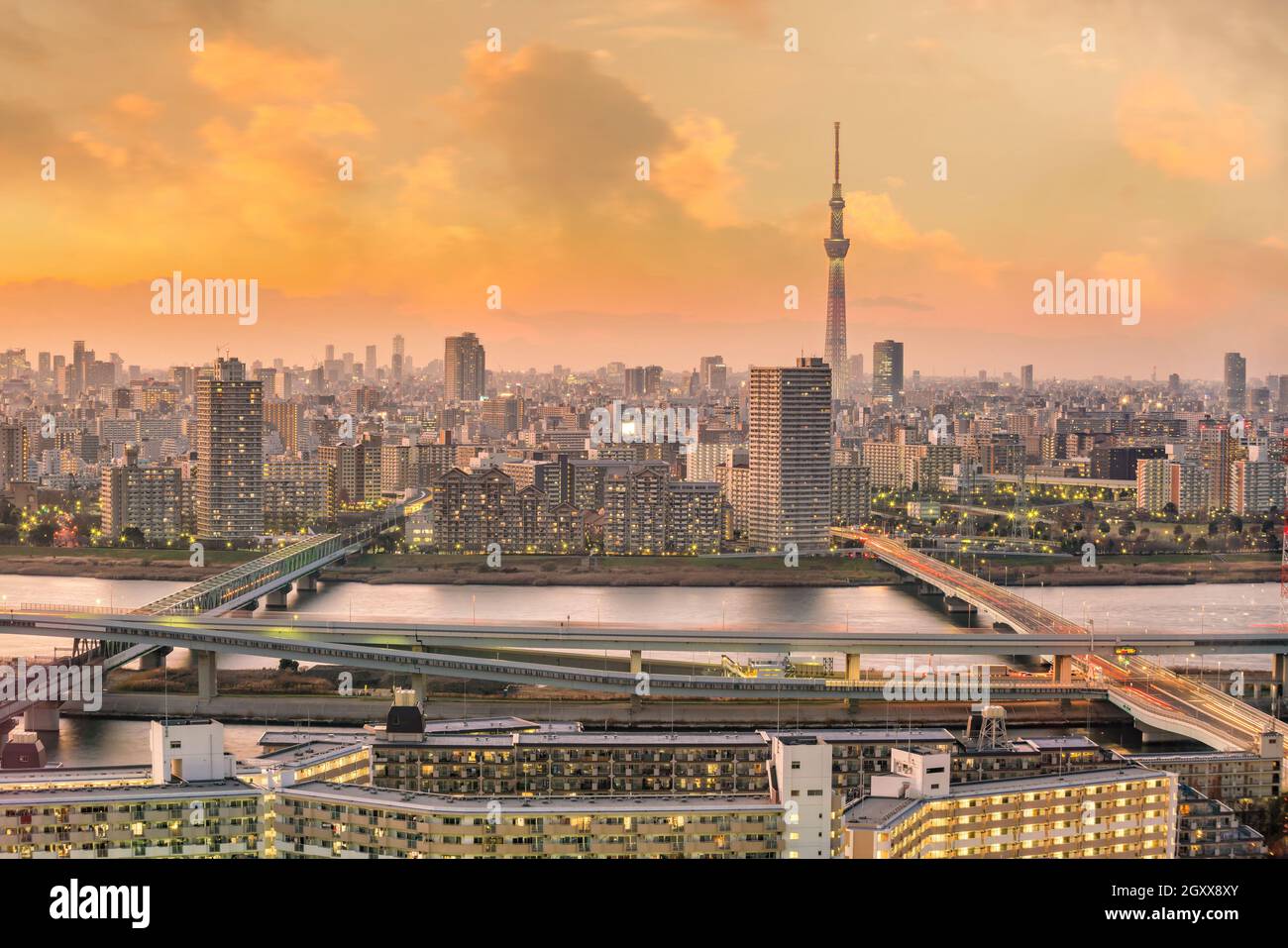 Tokyo city skyline at sunset in Japan Stock Photo - Alamy