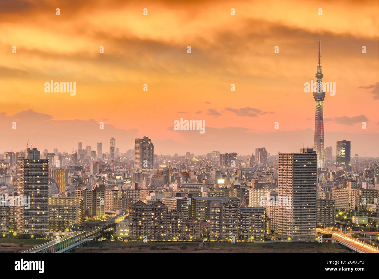 Tokyo city skyline at sunset in Japan Stock Photo - Alamy