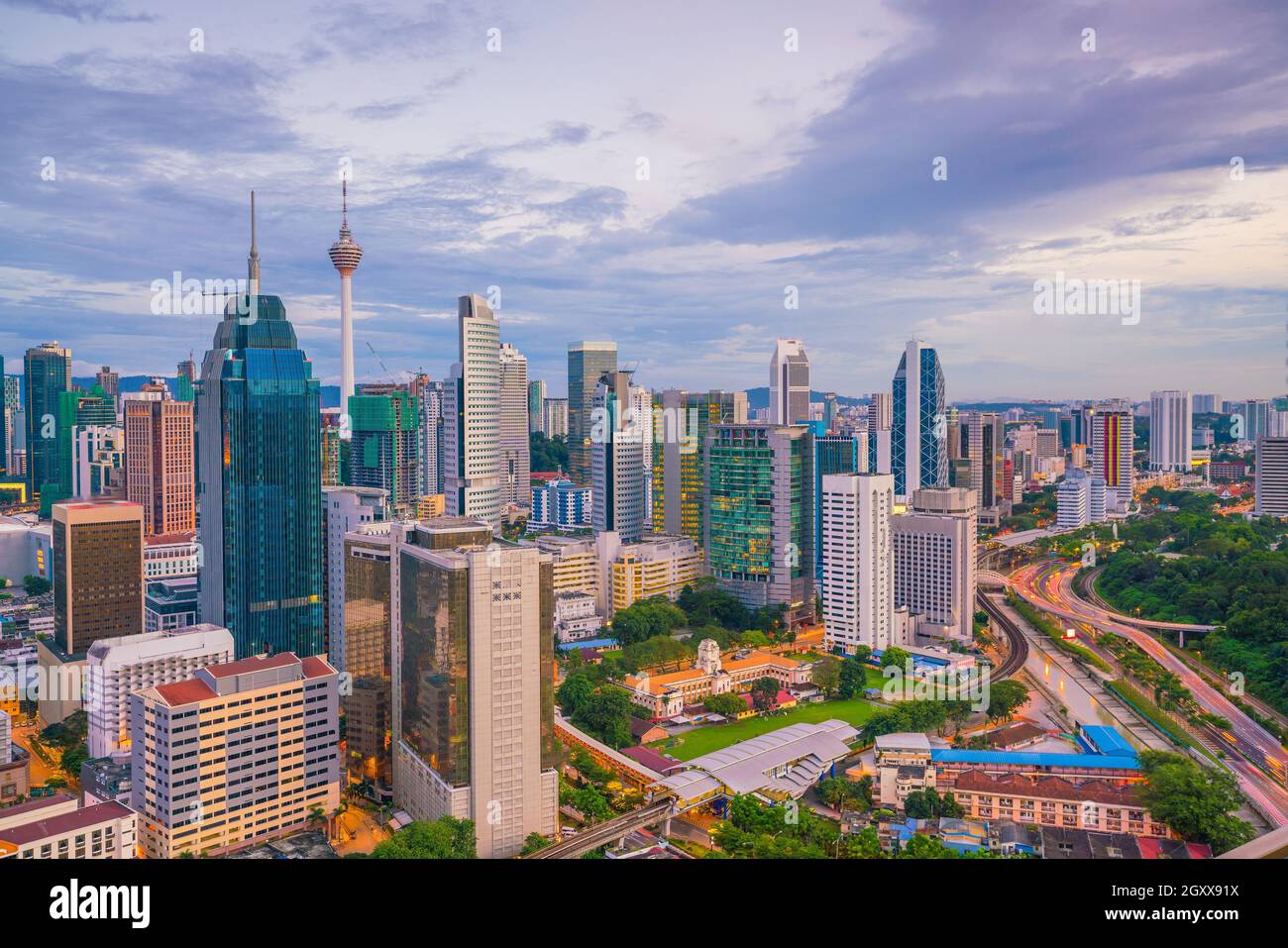 Downtown Kuala Lumpur skyline at twilight in Malaysia Stock Photo - Alamy