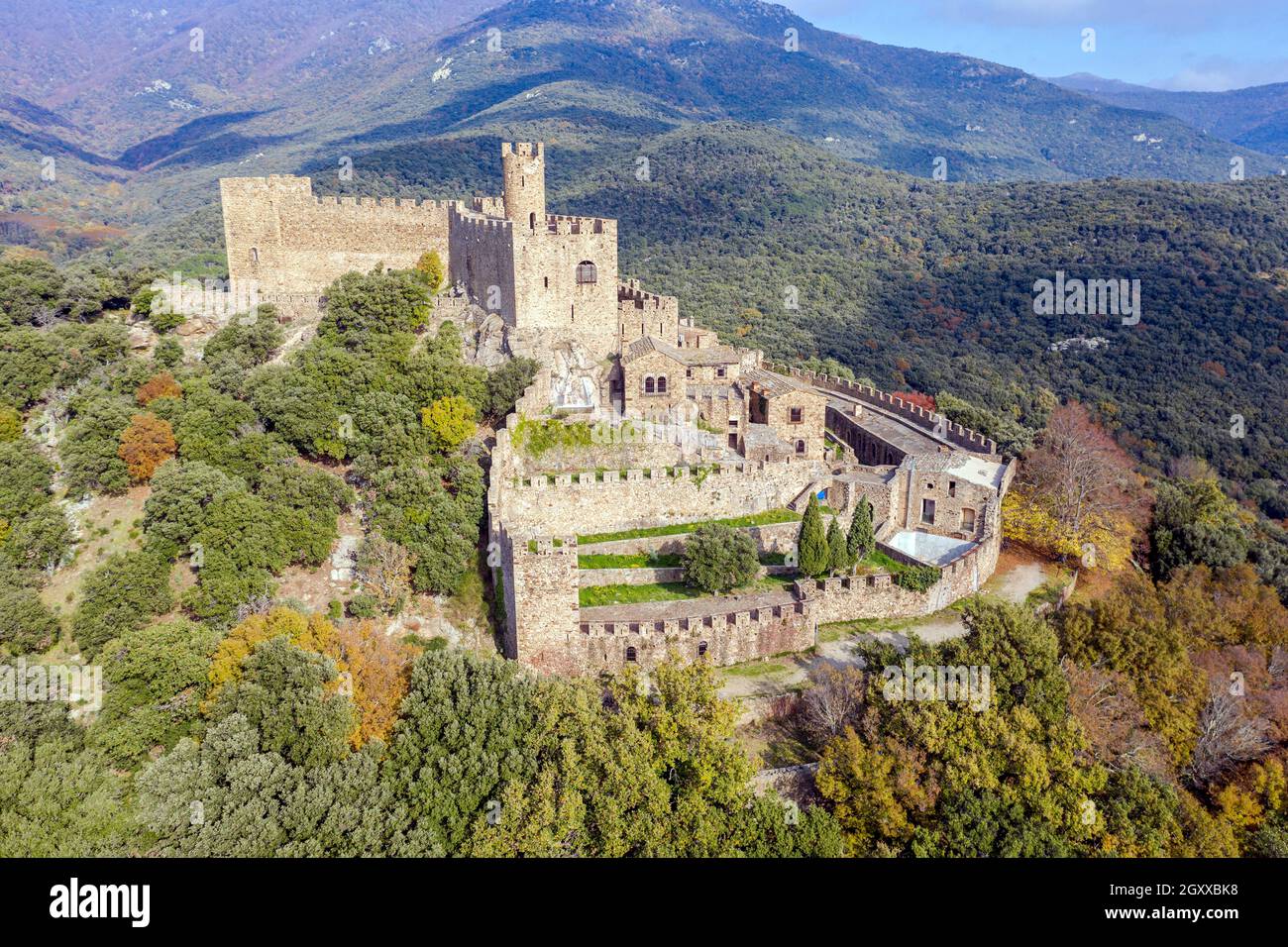 Castle Requesens peak Neulos Albera massif Girona Spain Stock Photo - Alamy