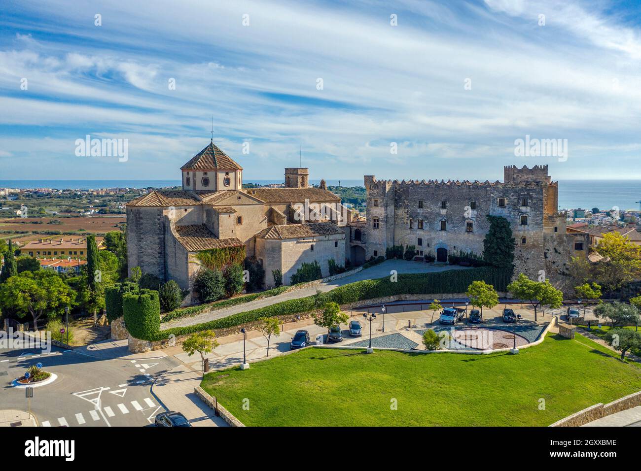 a view of Sant Marti Church and Altafulla Castle in Altafulla ...