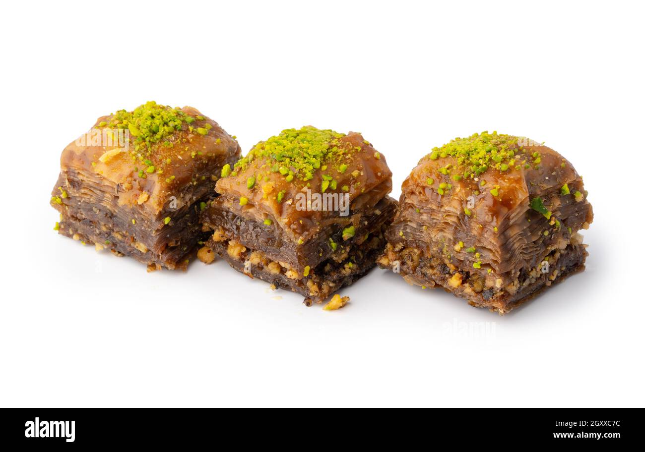 Turkish sweet pastry baklava isolated on white background Stock Photo ...