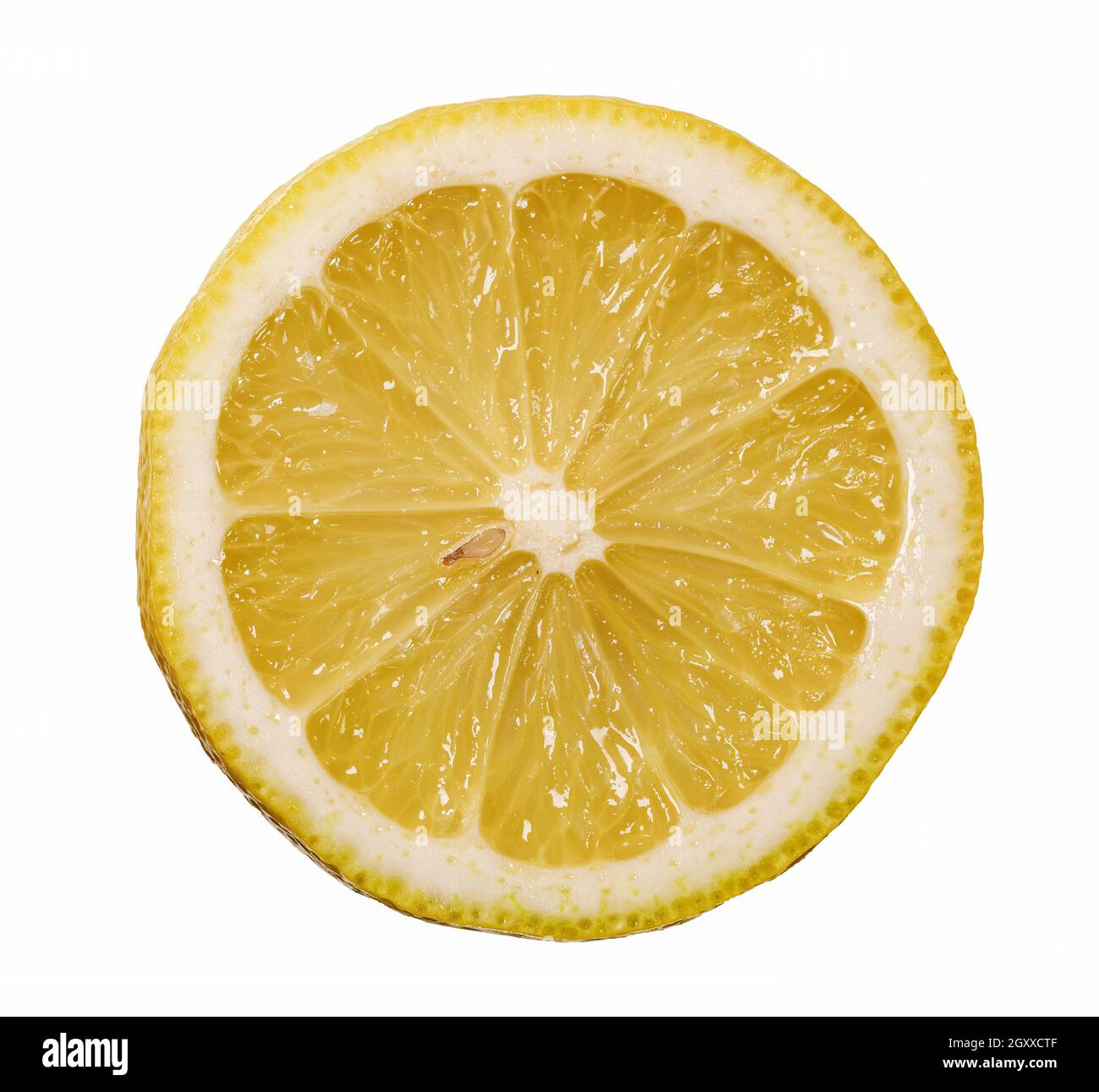 Lemon half fruit sliced isolate on white background seen from above ...