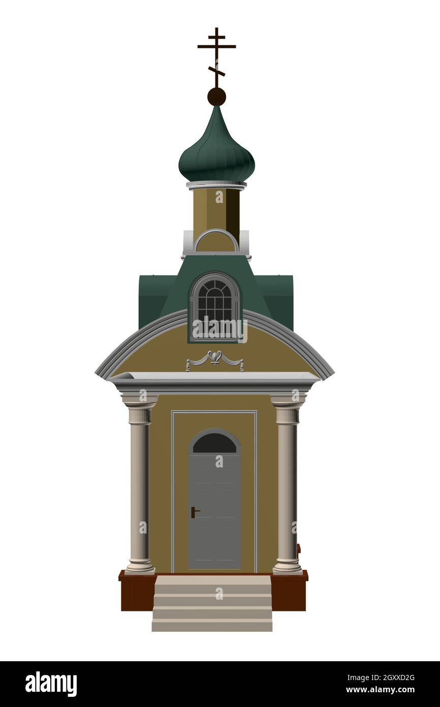 Chapel model isolated on white background. Front view. 3D. Vector ...
