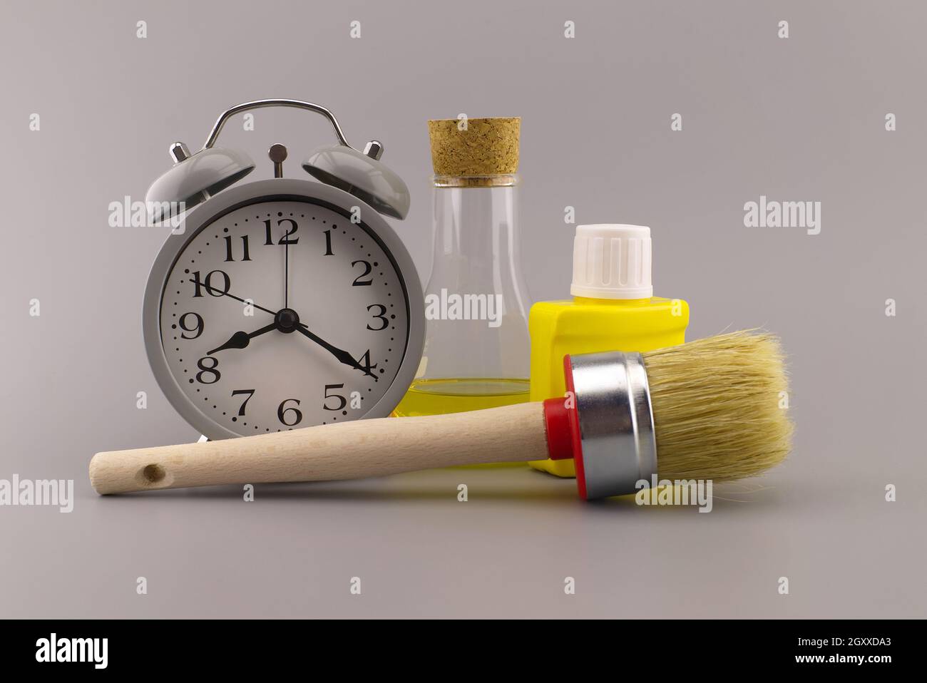 DIY, decorating or renovations concept with a still life of an alarm ...