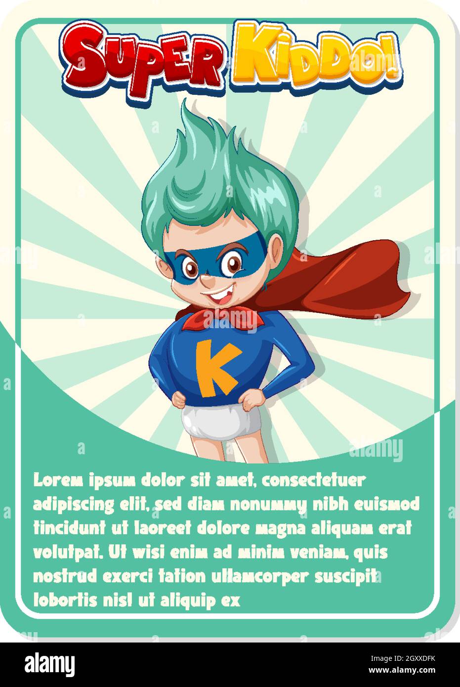 Character game card template with word Super Kiddo illustration Stock ...