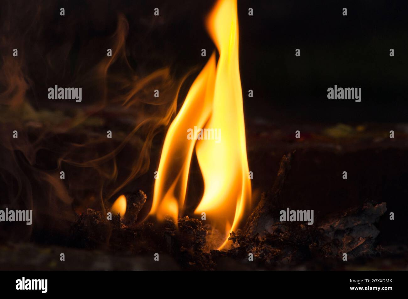 Bright powerful fire on spiritual festival indian culture Stock Photo ...