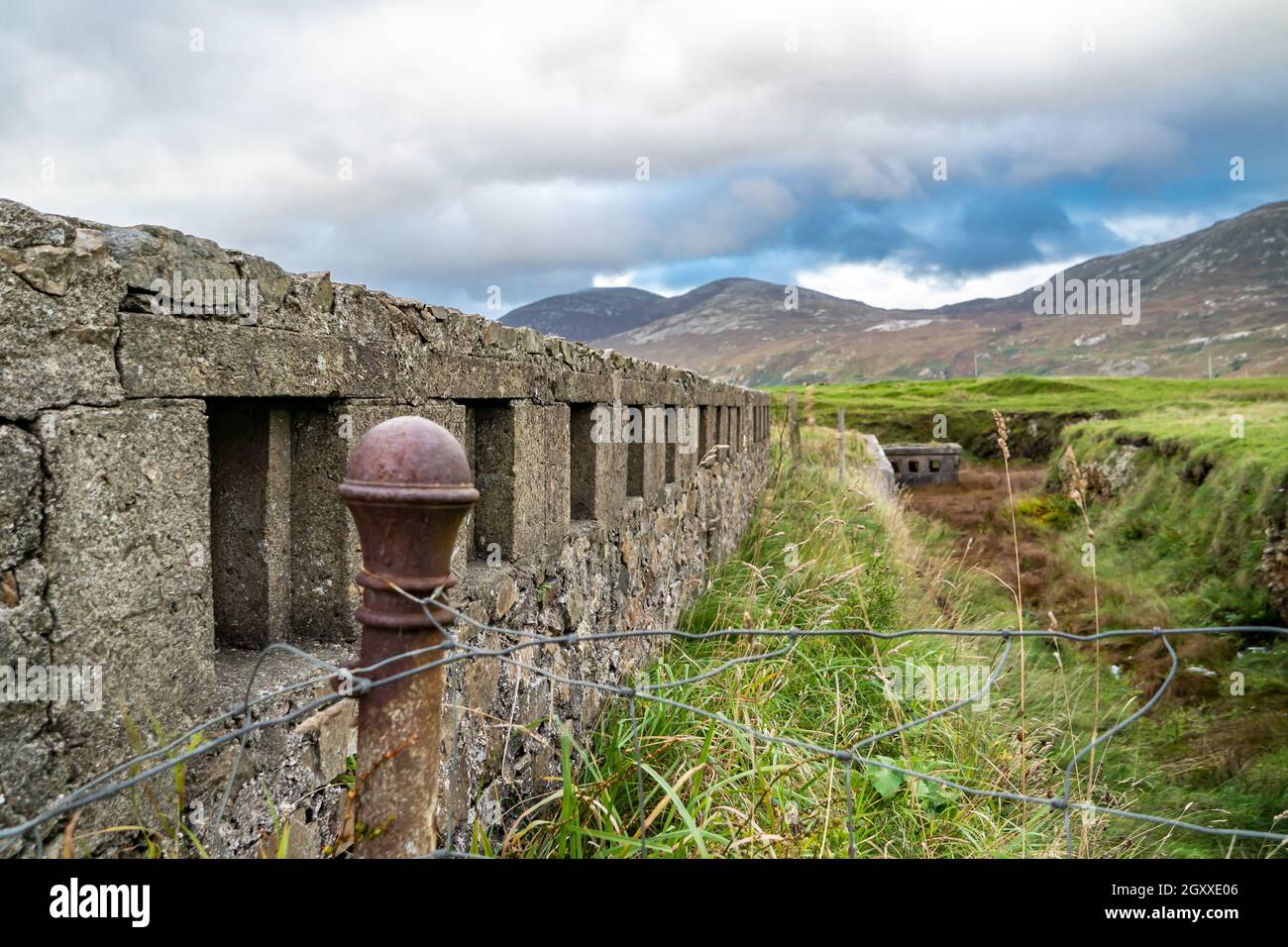 The ruins of Lenan Head fort at the north coast of County Donegal ...