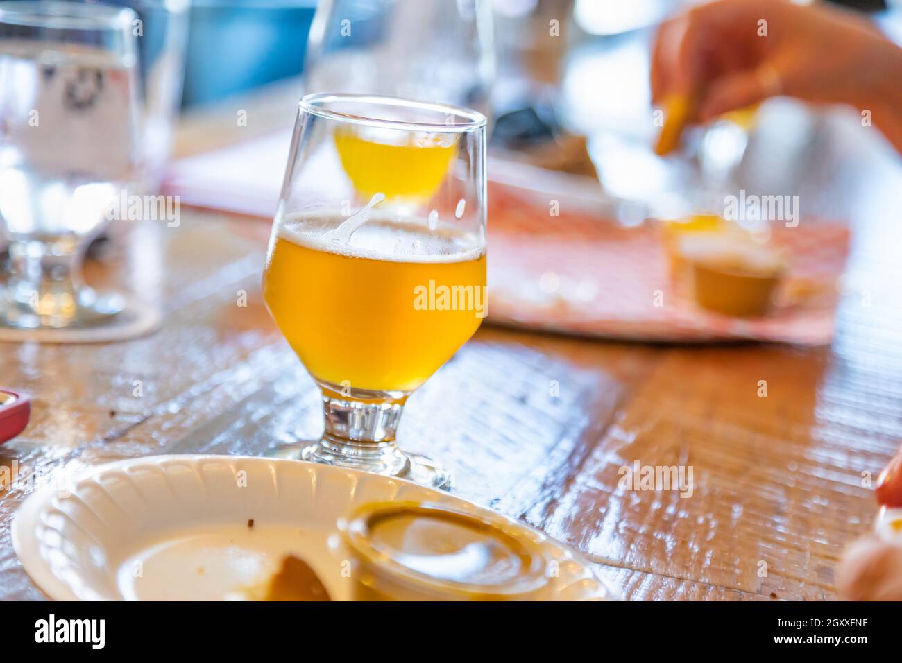 Abstract of Small Glass of Micro Brew Beers On Bar Stock Photo - Alamy