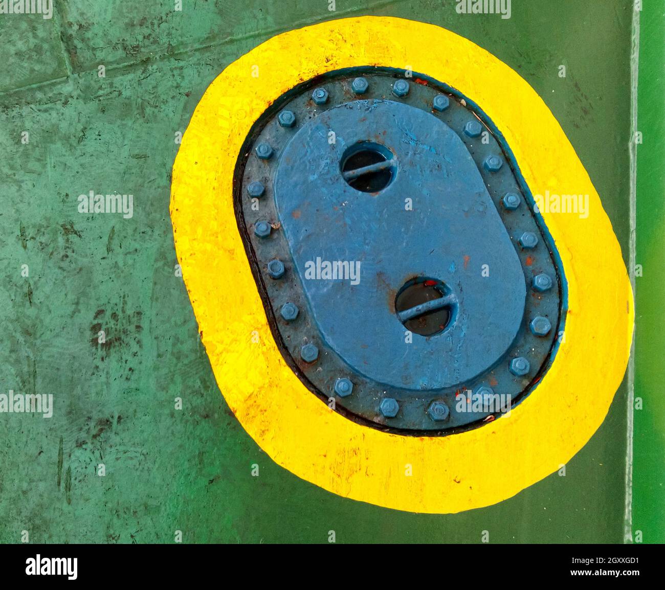 Technological hatch on the deck of the ship. Service inputs Stock Photo ...