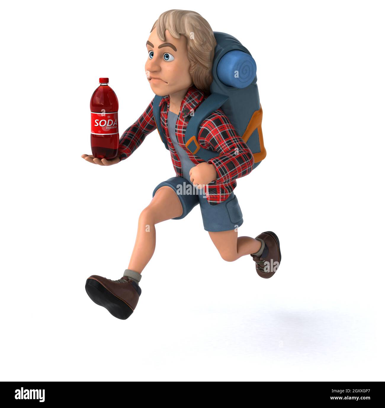 Fun backpacker cartoon guy Stock Photo - Alamy