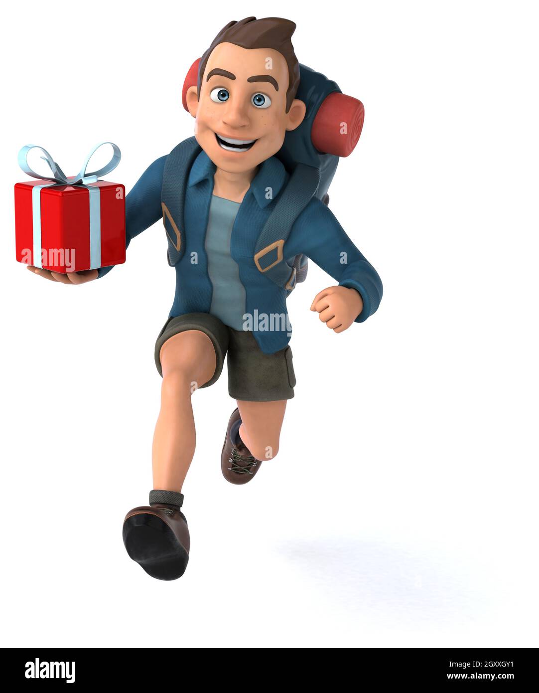 Fun illustration of a 3D cartoon backpacker Stock Photo - Alamy