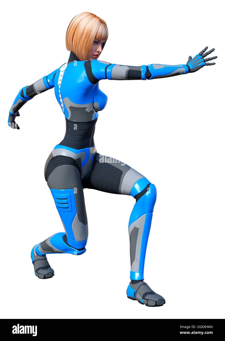 3D rendering of a female robot isolated on white background Stock Photo ...
