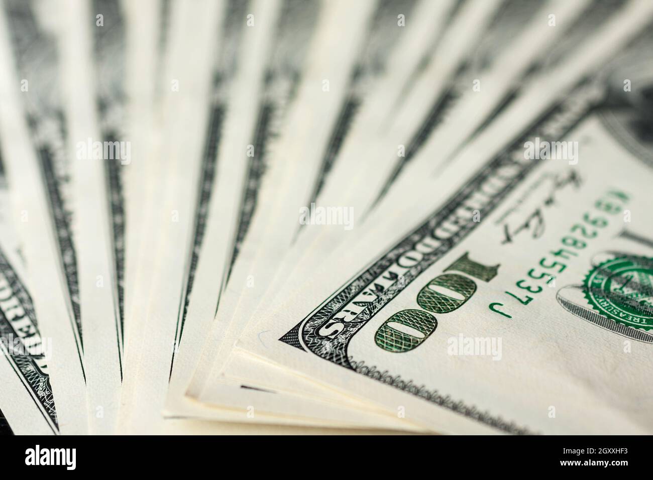 Closeup of a $100 banknotes Stock Photo - Alamy