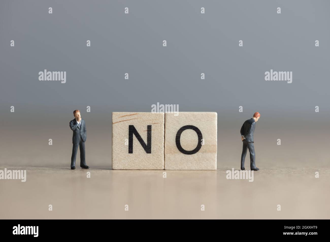Wooden tiles with letters spelling out the word No. Business concept ...