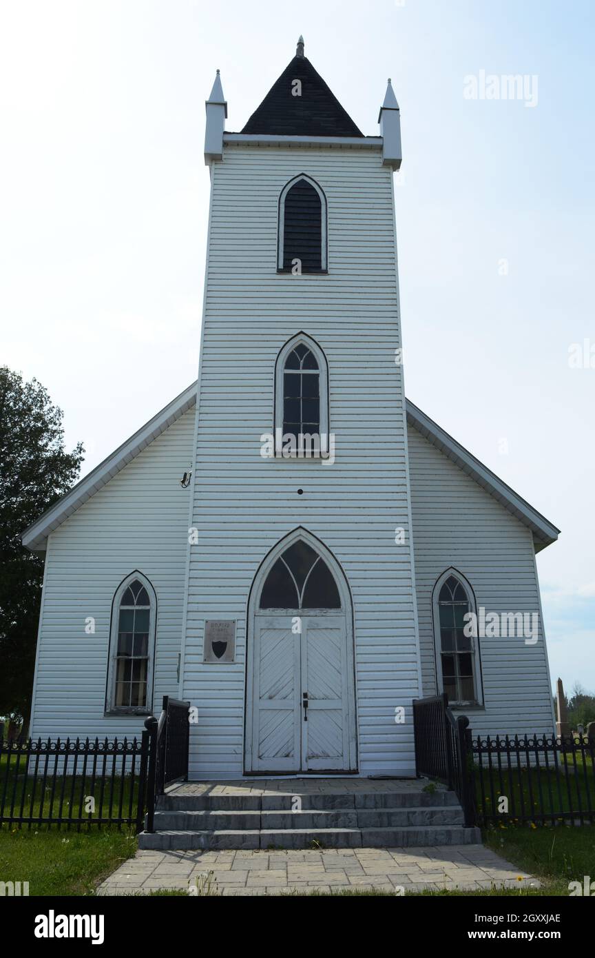 A beautiful white Church captured from the front entrance Stock Photo ...