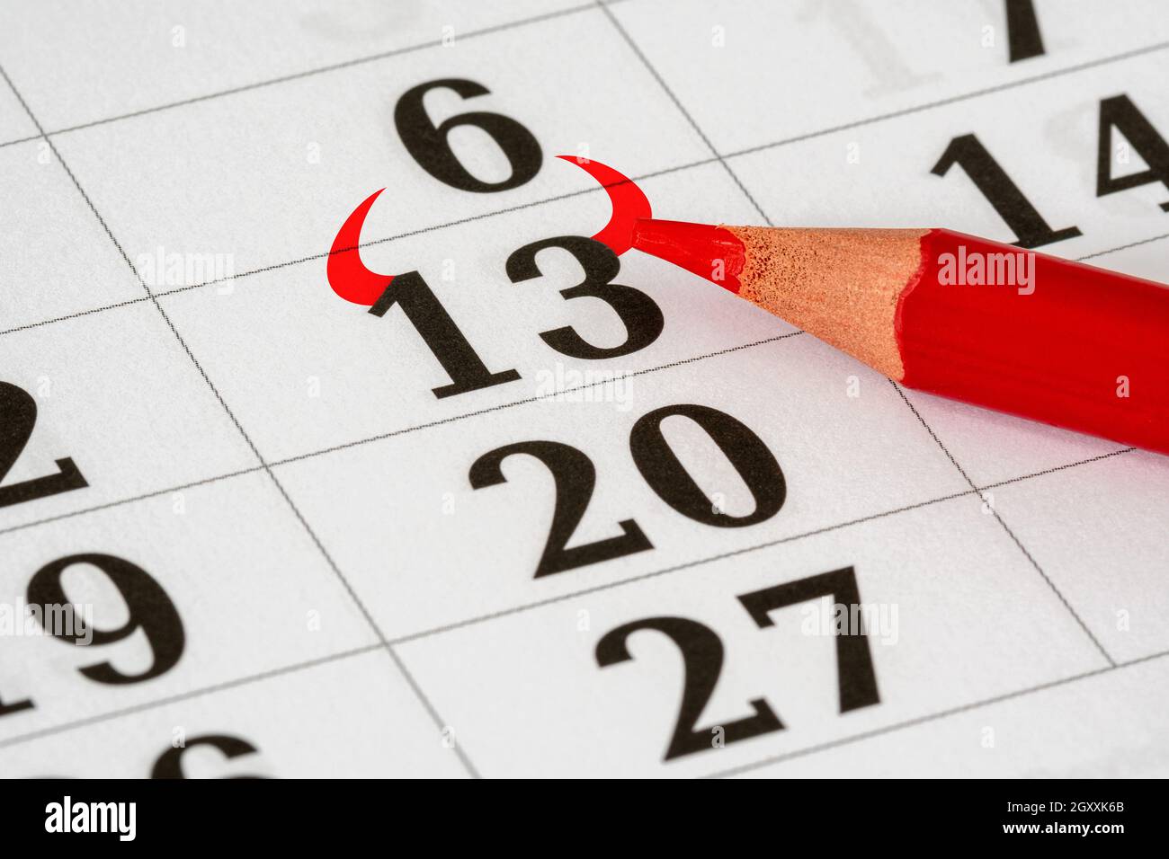 Superstition, bad luck on friday the 13th. Devil horns drawn on the ...