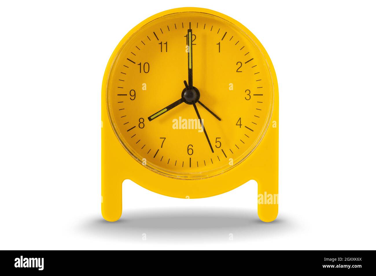 Yellow alarm clock isolated on white background Stock Photo - Alamy