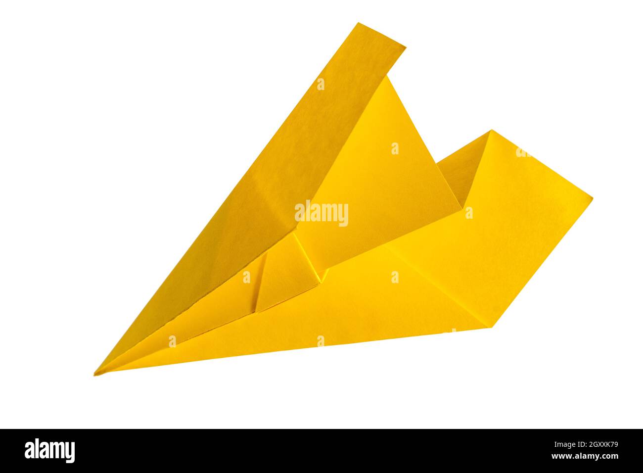 Airplane made of yellow paper. Paper aircraft isolated on a white ...