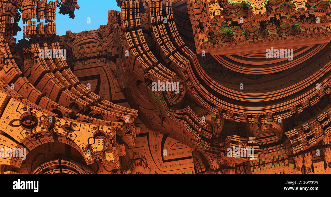 Picture of three-dimensional spaceship fractals in motion Stock Photo ...