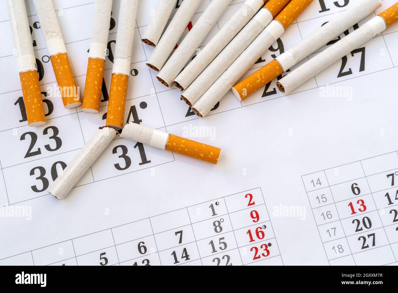 Quit smoking - today! The broken cigarette on a calendar. World No ...