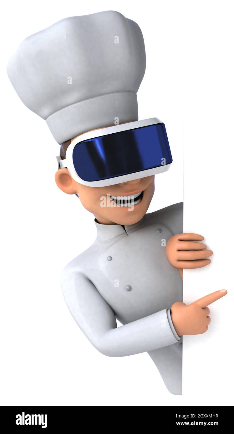 Fun 3D Illustration of a chef with a VR Helmet Stock Photo - Alamy