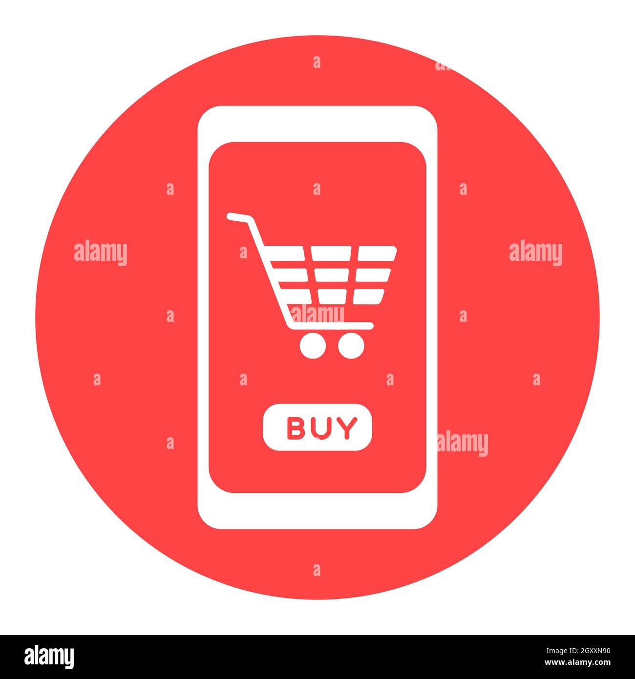 Mobile phone shopping or online shopping with cart flat vector white ...