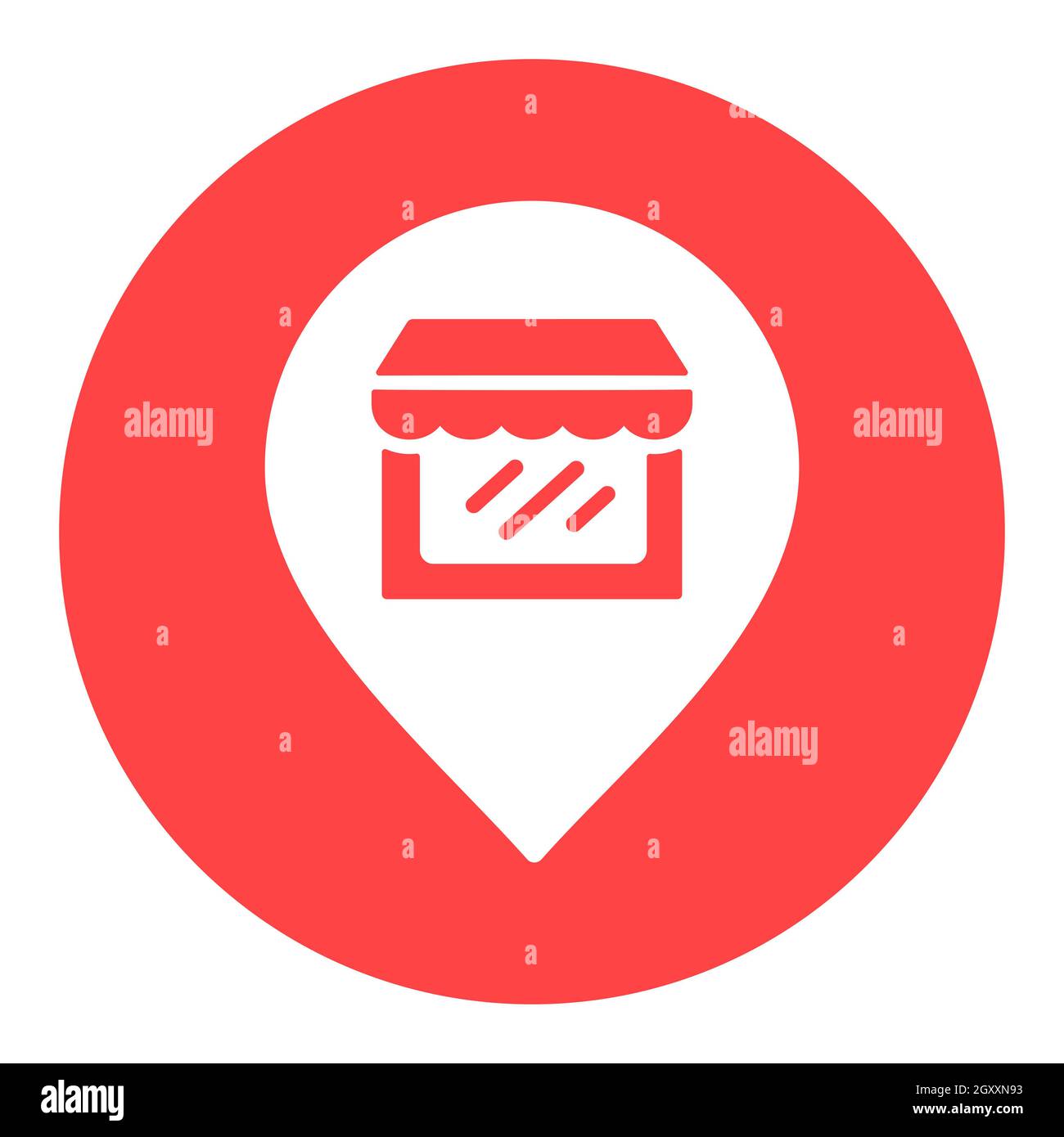 Supermarket store front pin map white glyph icon. E-commerce sign ...