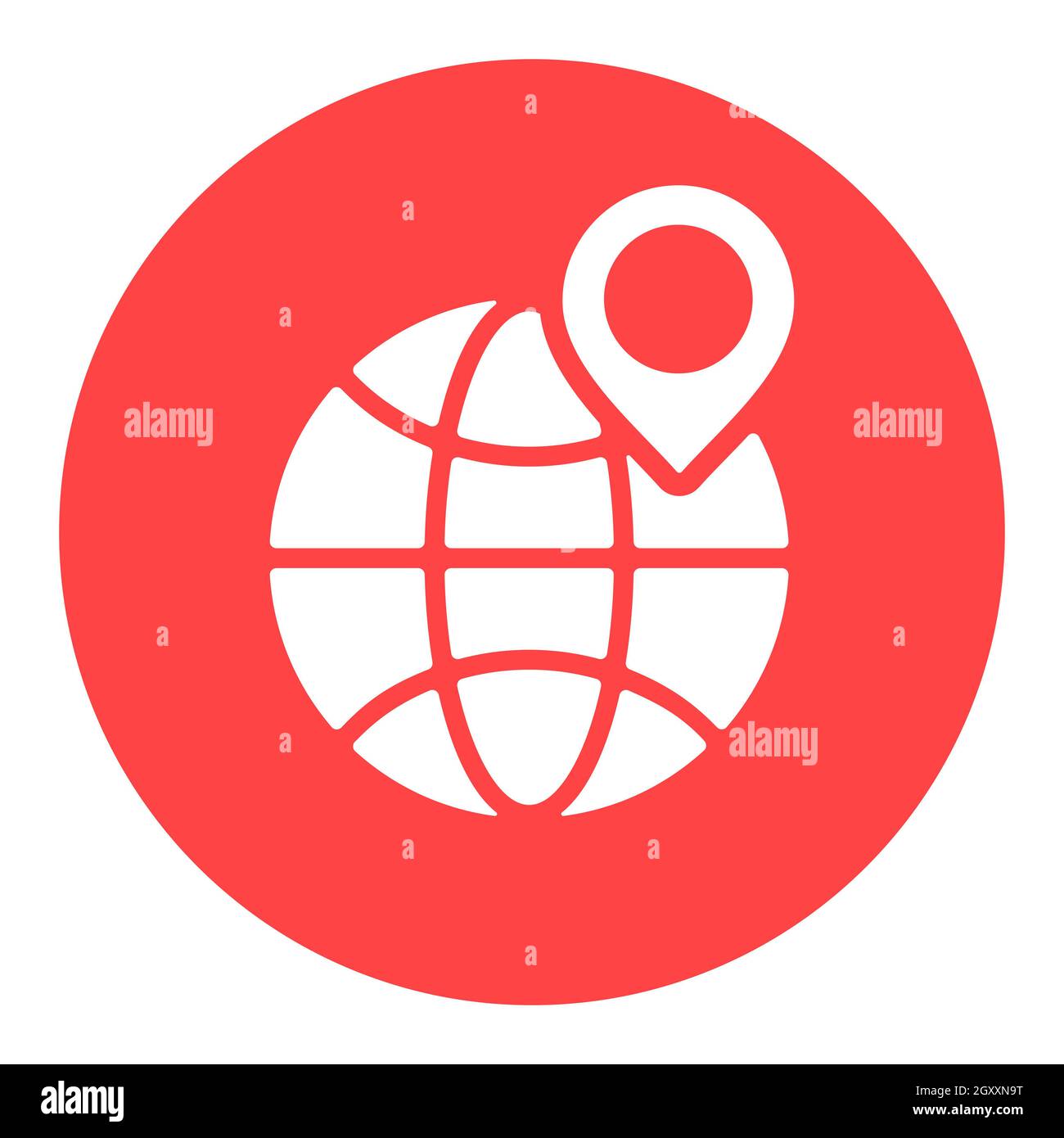Earth planet and location marker on it vector white glyph icon ...
