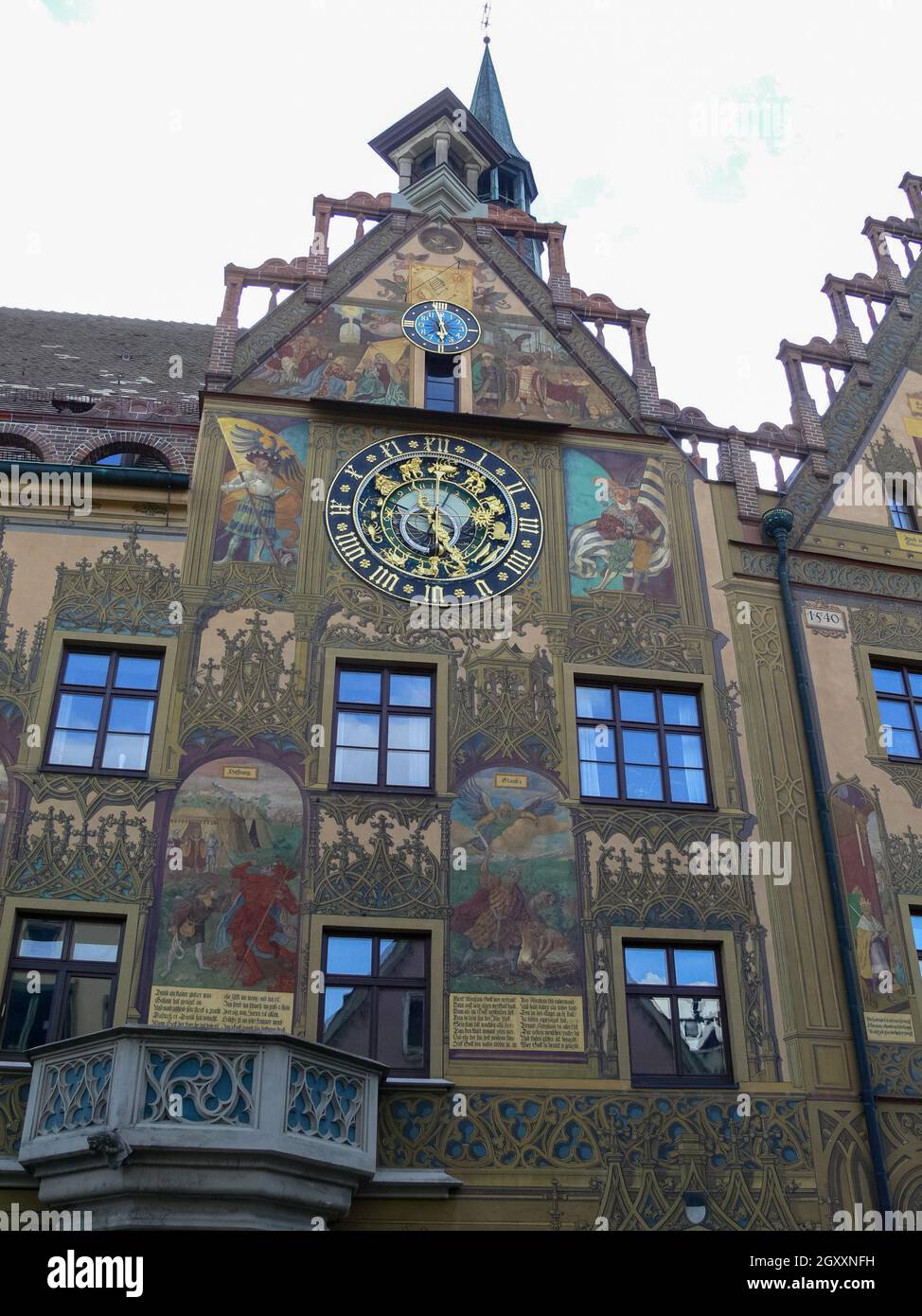 The Ulm City Hall with its paintings is a tourist attraction Stock ...