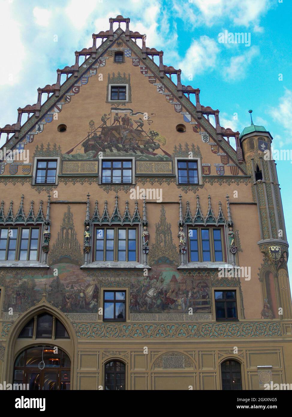The Ulm City Hall with its paintings is a tourist attraction Stock ...