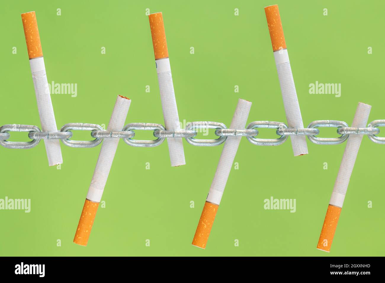 Cigarettes in a chain, quit smoking - World No Tobacco Day Stock Photo ...