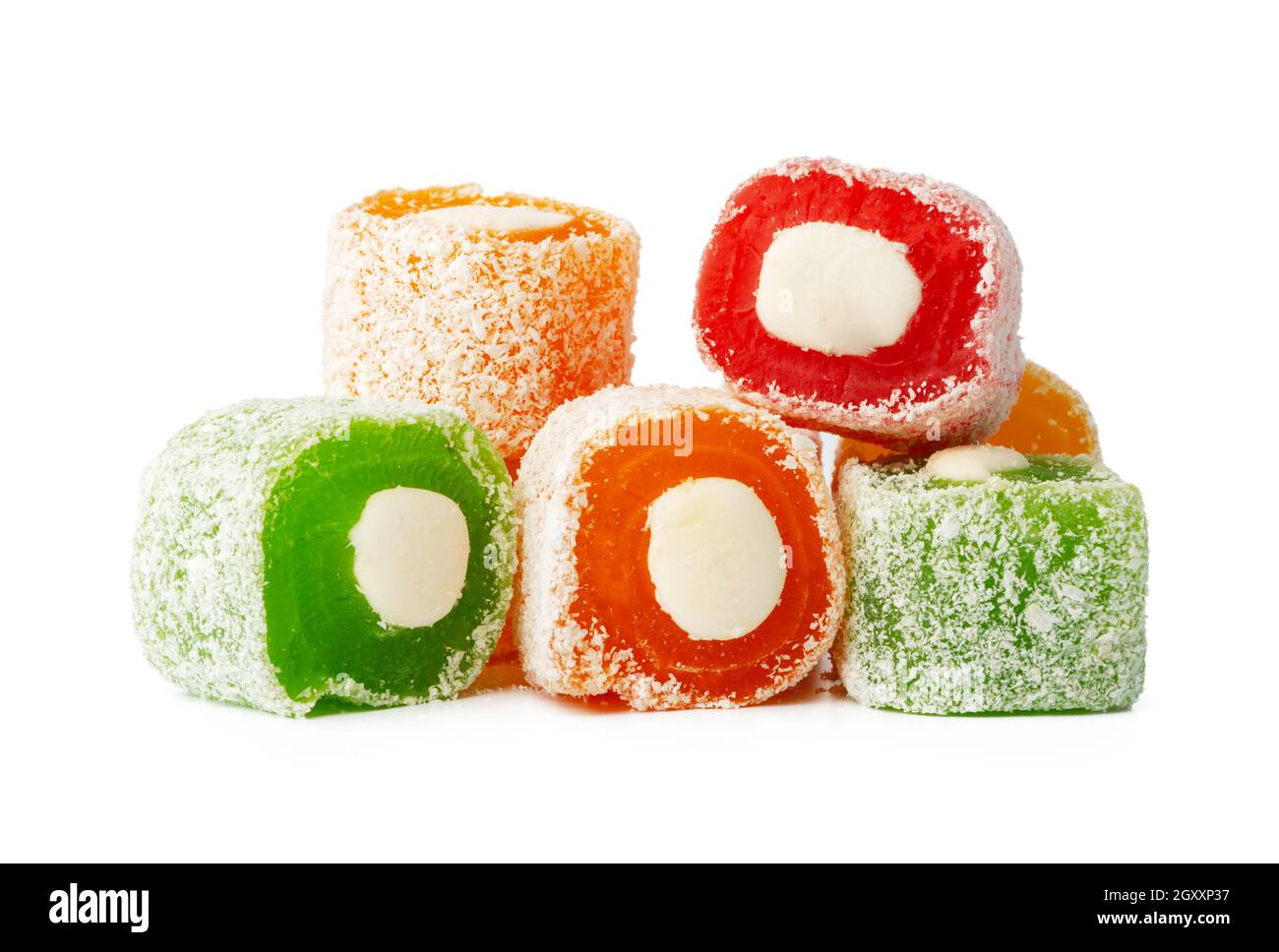 Turkish delight dessert isolated on white background Stock Photo - Alamy