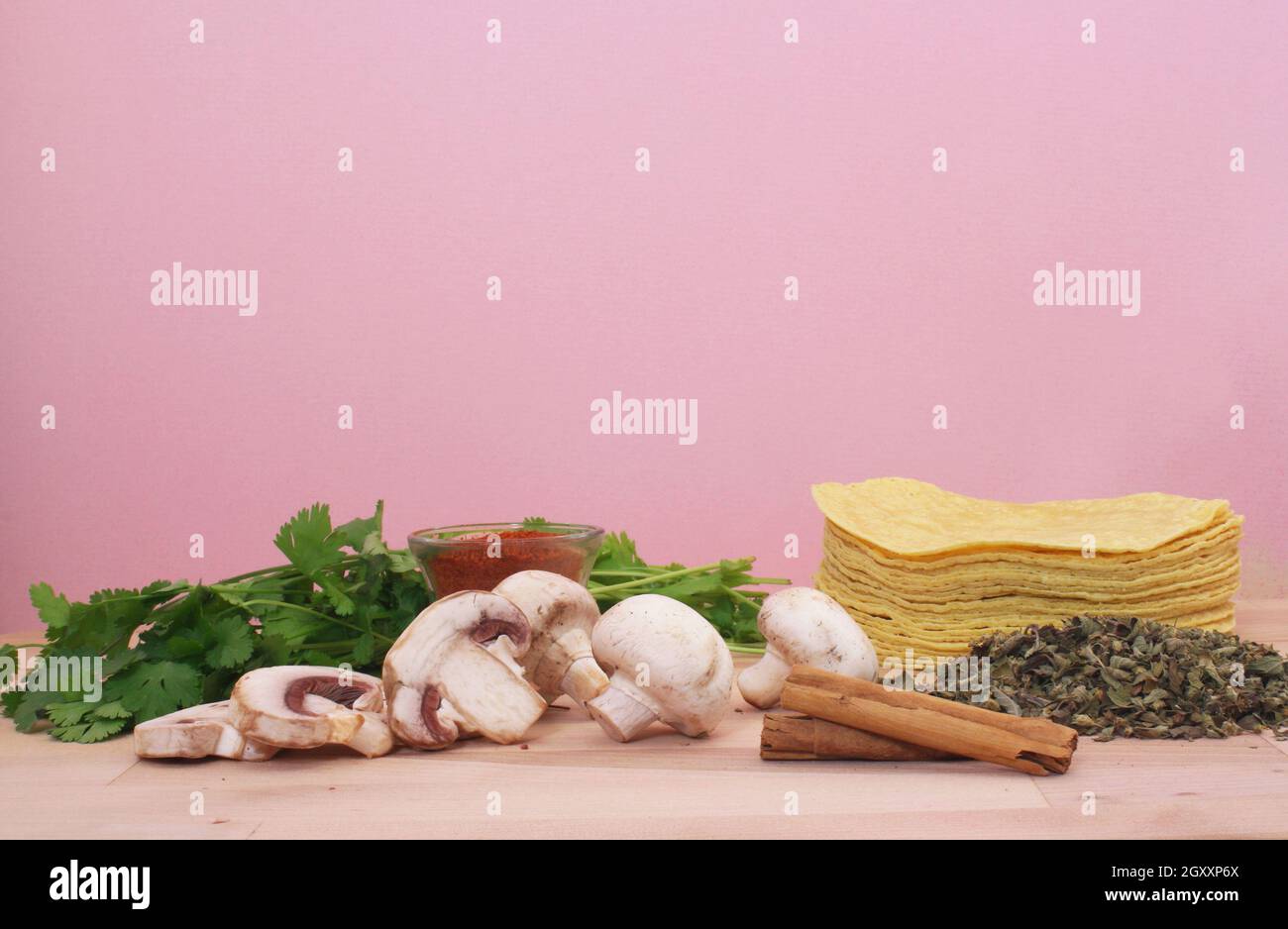 Fresh Organic Food Ingredients. Mushrooms and Spices Stock Photo - Alamy