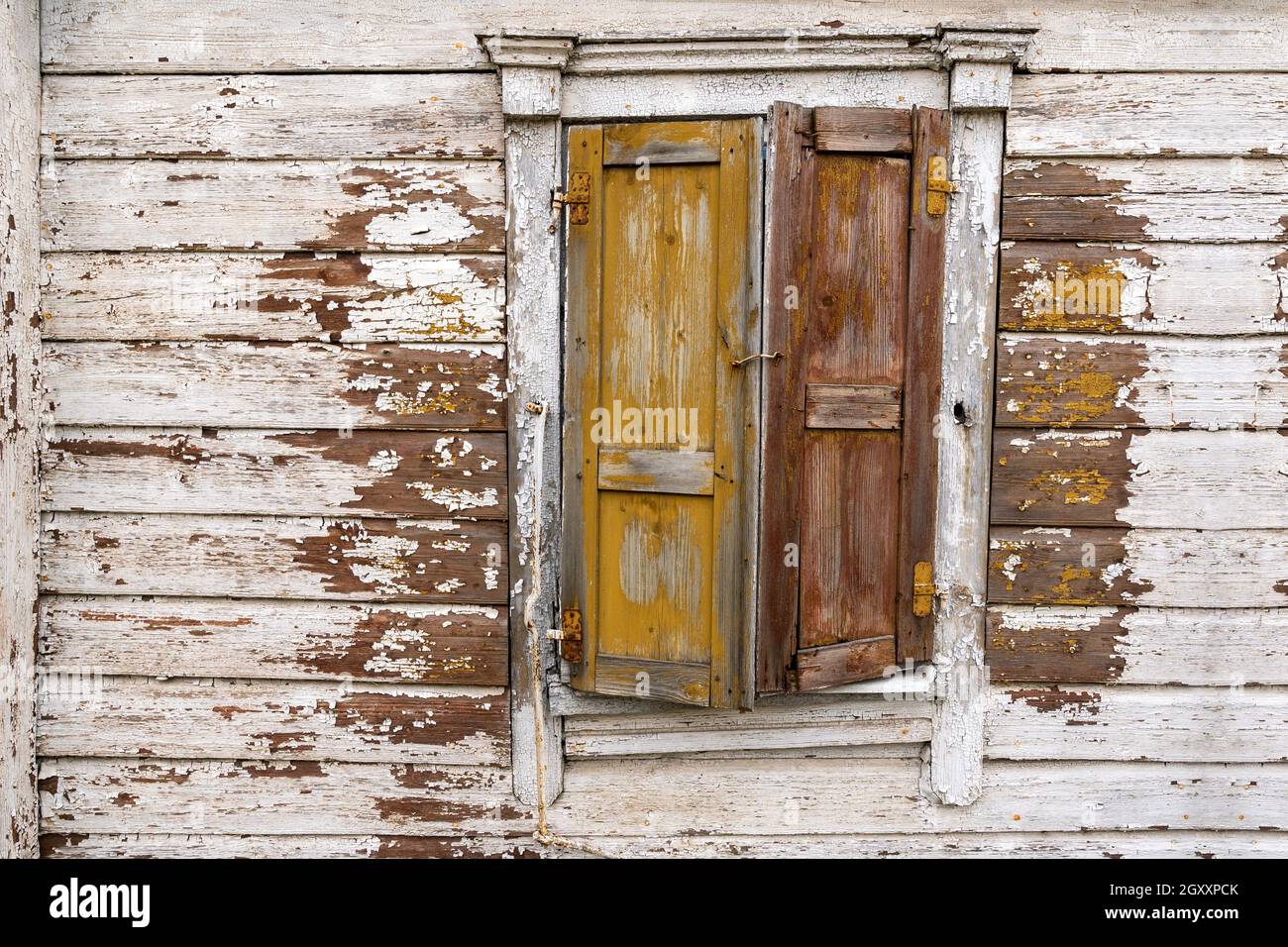 Closed Shutters Old Closed Window Abandoned House Symbol Stock Photo