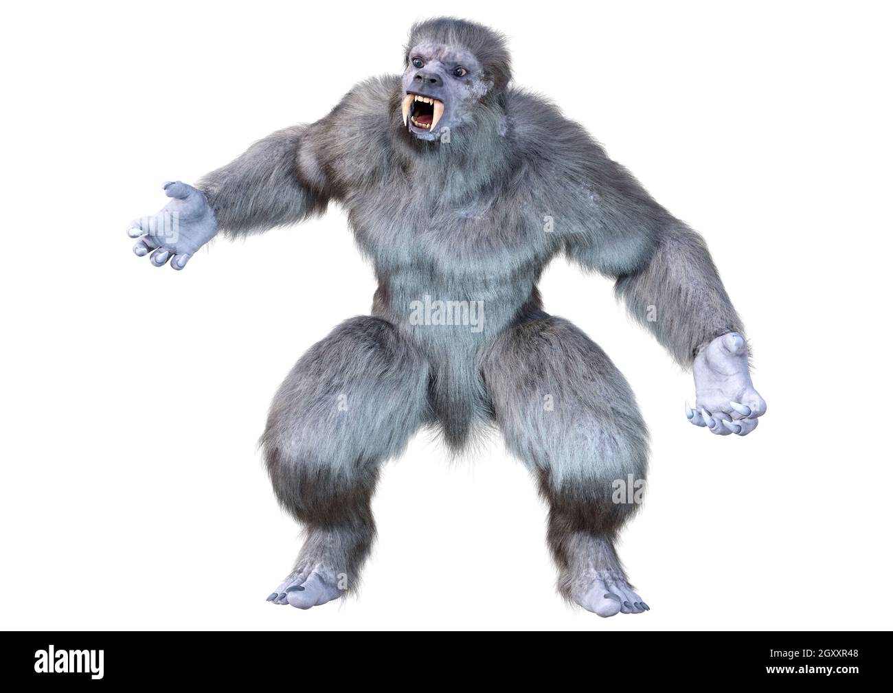 3D rendering of a snow beast creature or a Bigfoot isolated on white ...