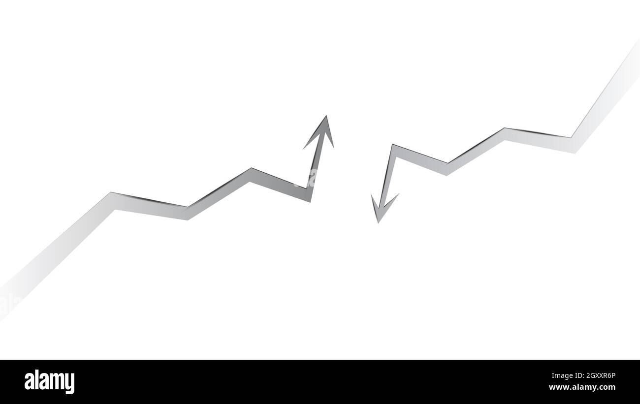 Bullish and bearish trend arrows opposite each other on white ...