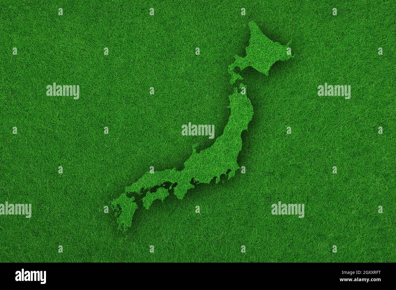 Map of Japan on green felt Stock Photo - Alamy
