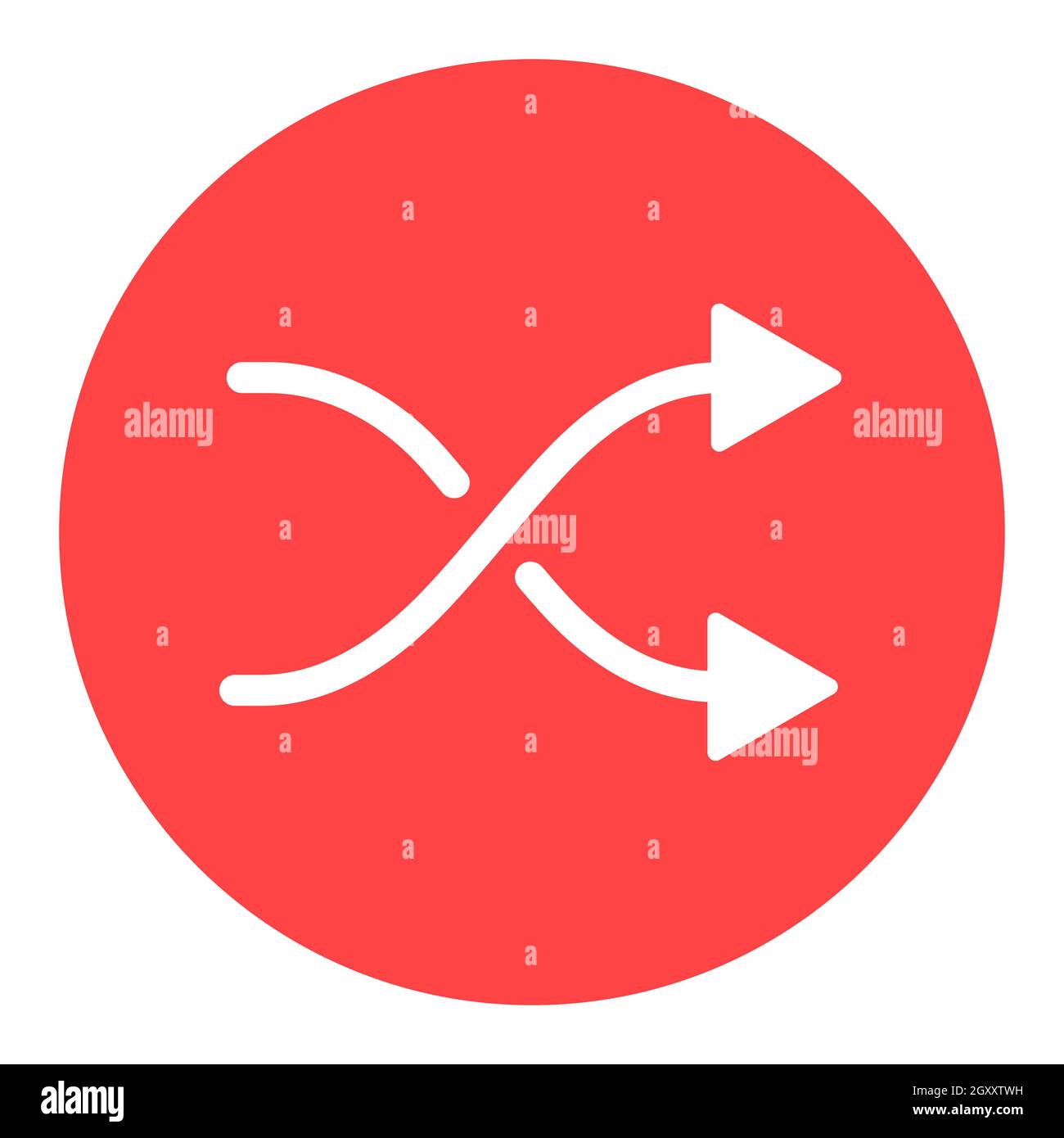 Shuffle vector white glyph icon. Crossed arrows. Media player button ...