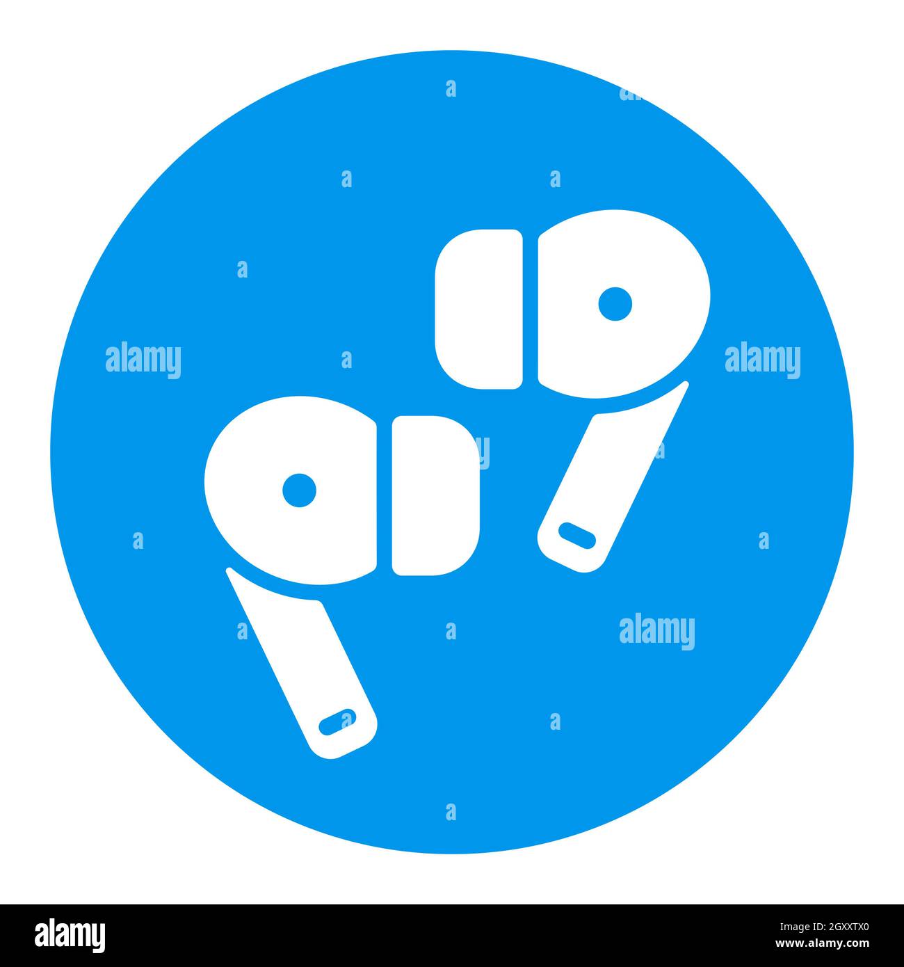Pair of wireless earbud headphones vector white glyph icon. Graph ...