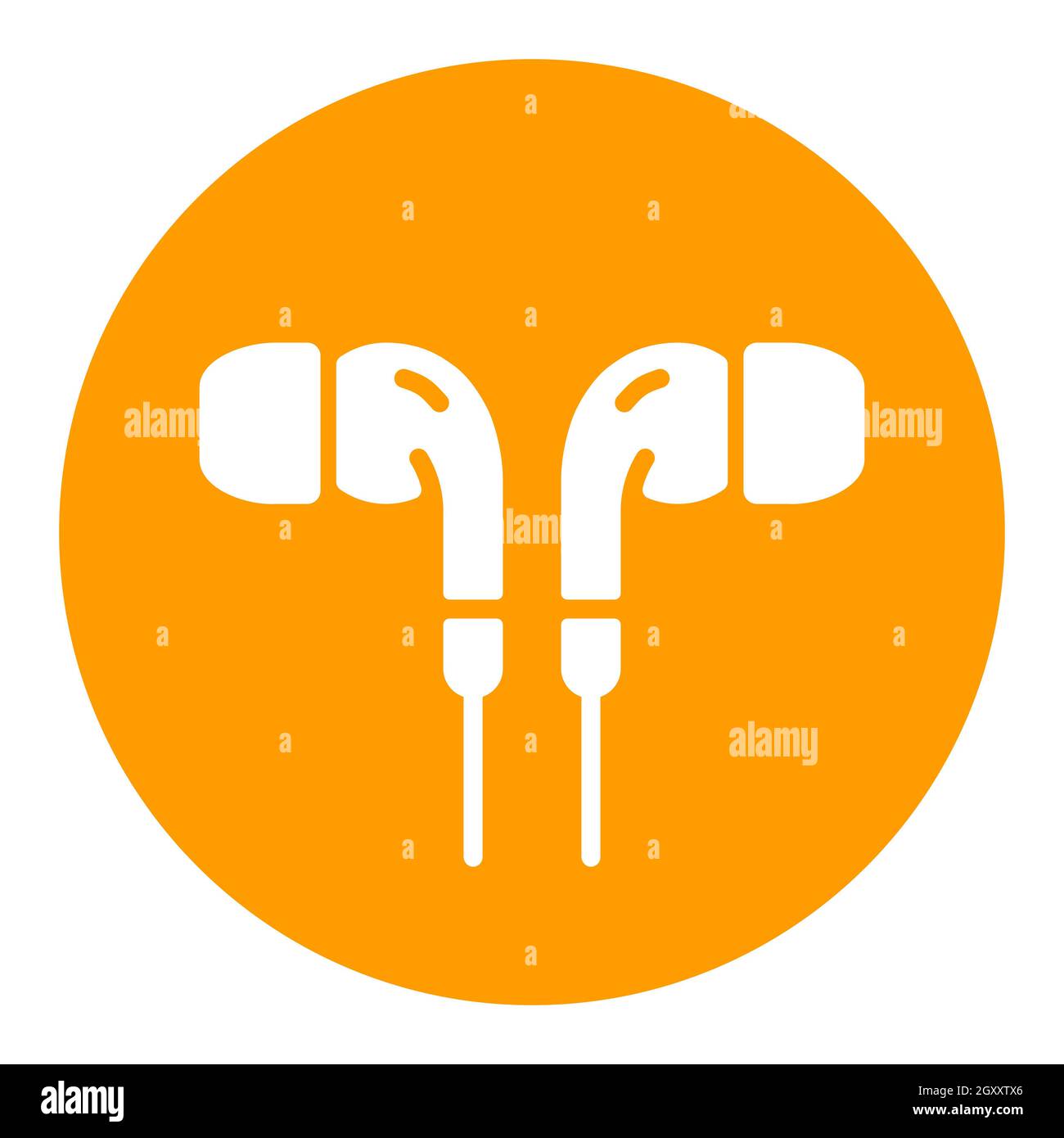 Earbuds headphone vector flat white glyph icon. Music sign. Graph ...